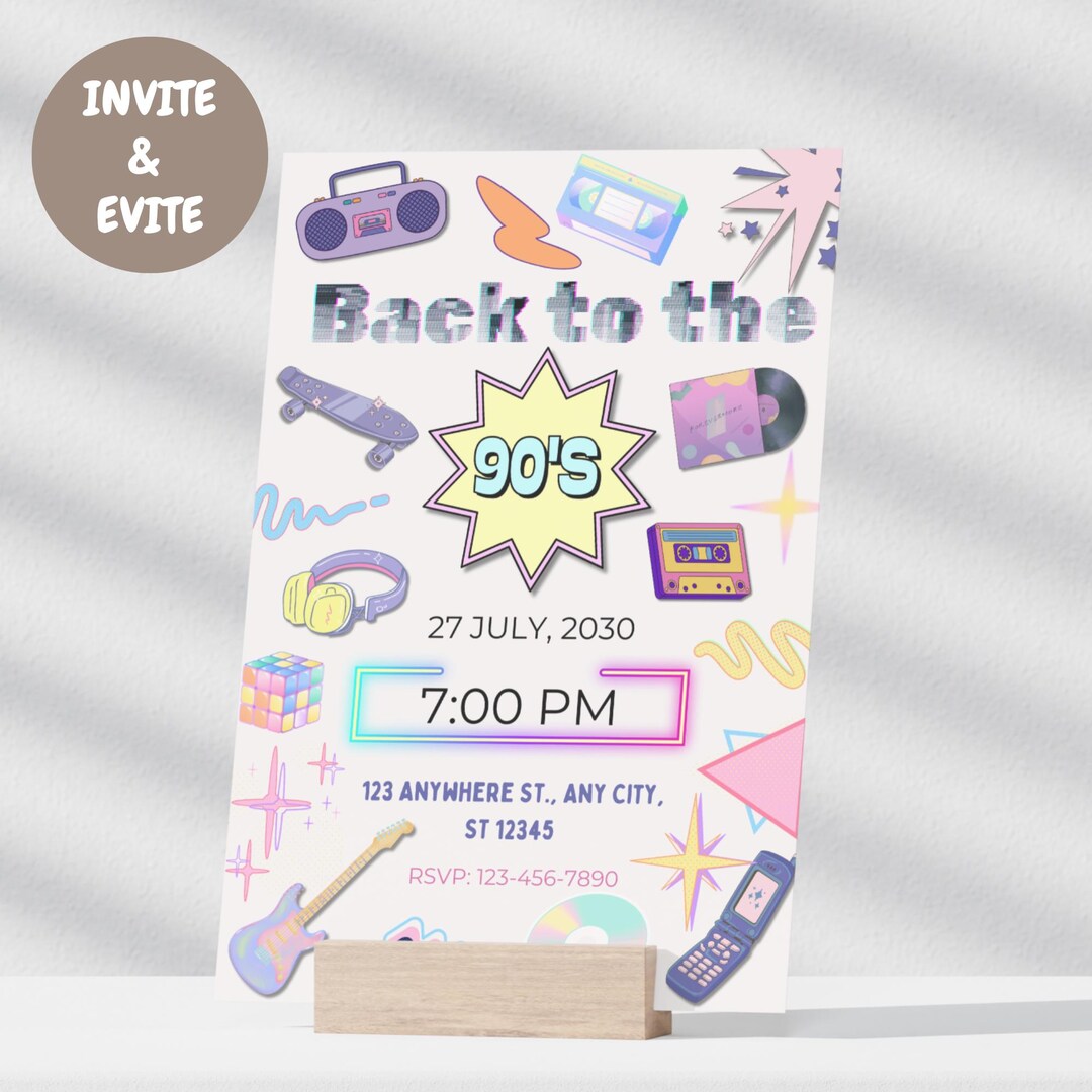 90s Birthday Invite, 90's Party Invitation, 1990s Party Invitation ...