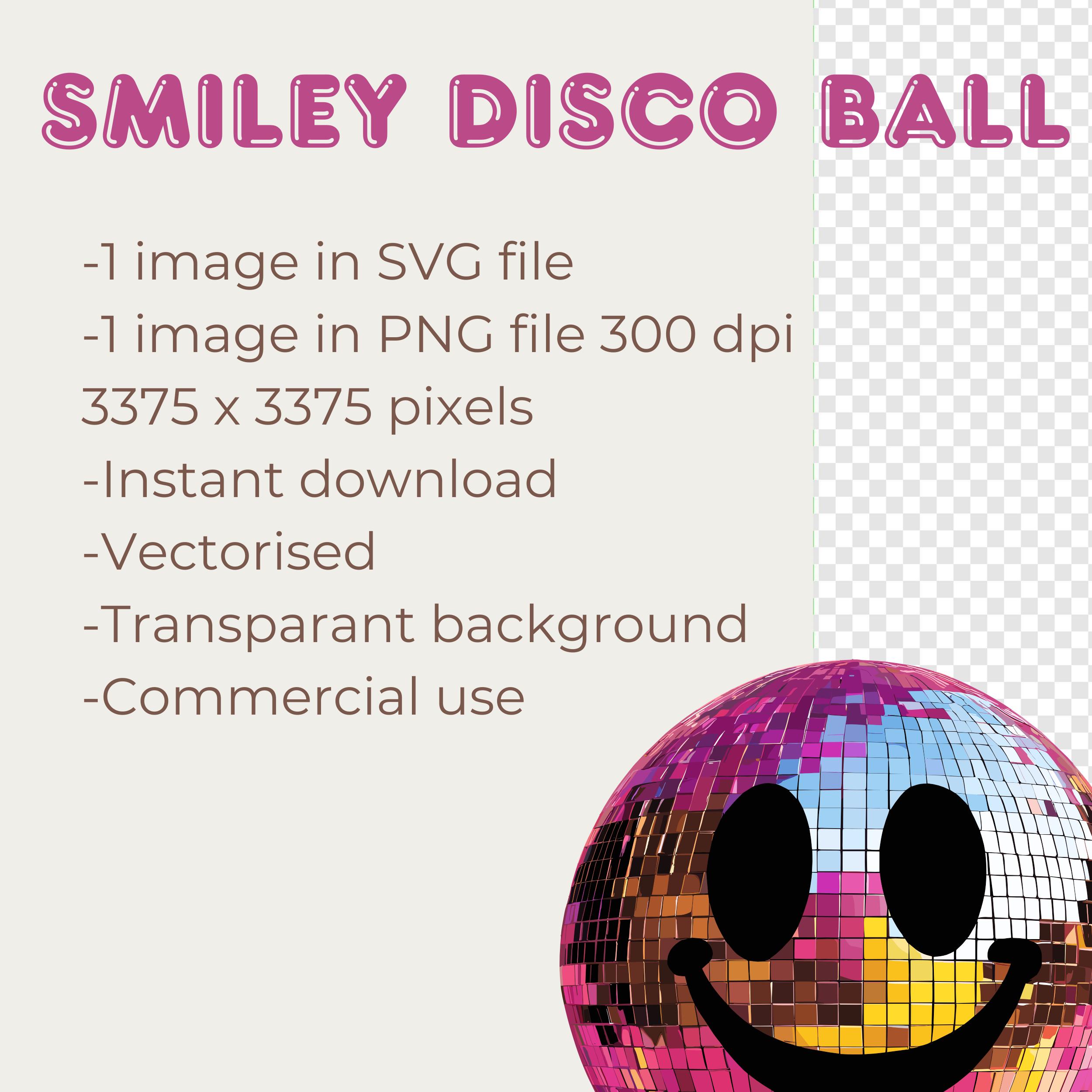 Pink Disco Ball Svg, Smiley Clipart Image, Pink Discoball PNG, Smiley ...
