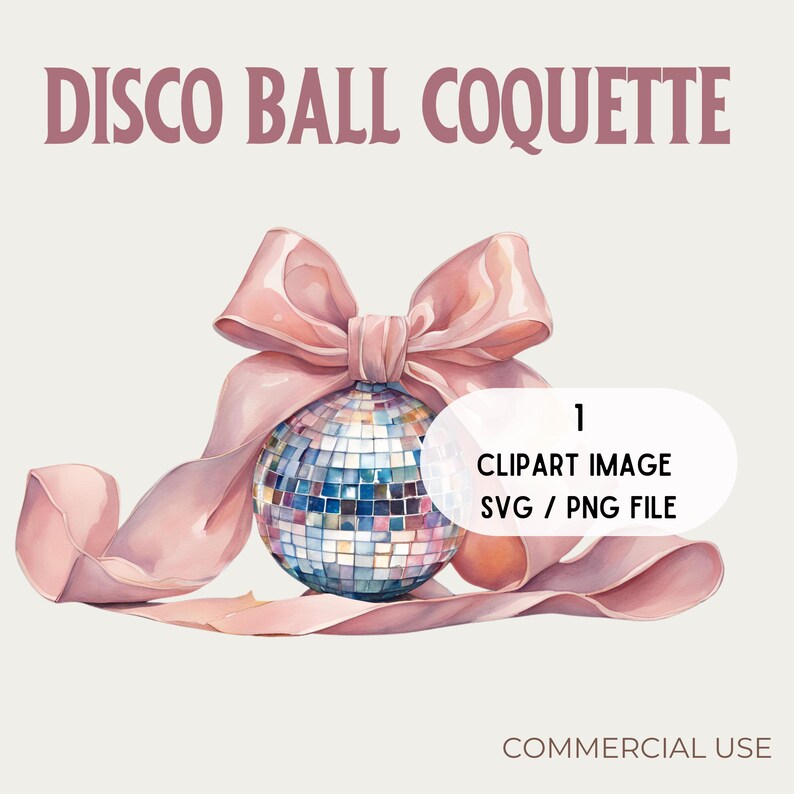 Pink Bow Disco Ball Clipart, Coquette Party Invitation (SVG/PNG) - Etsy