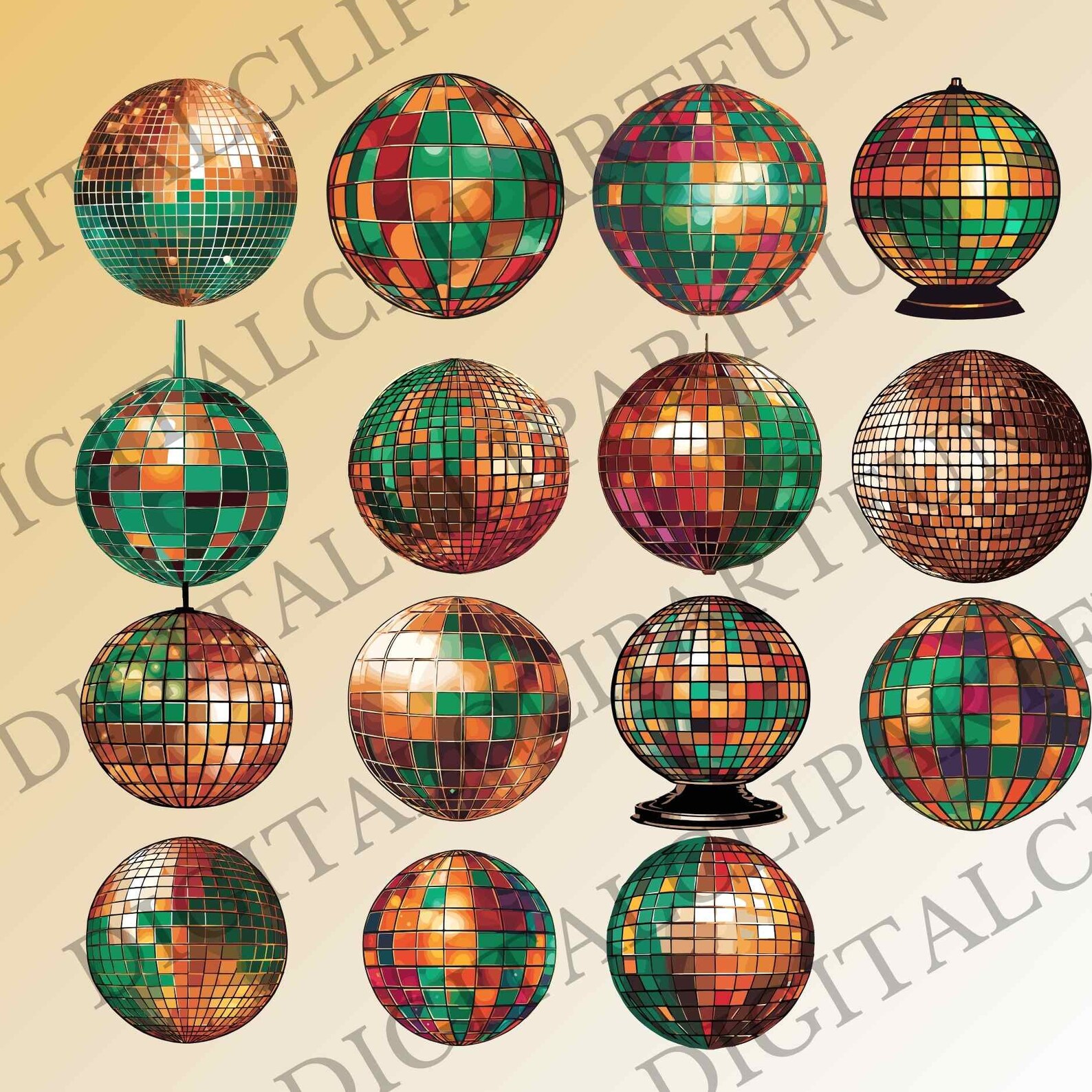 Groovy Disco Ball Clipart Bundle, SVG, PNG (digital Download) - Etsy