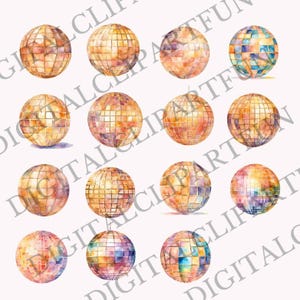 Watercolor Disco Ball Clipart Bundle, SVG & PNG (digital Download) - Etsy