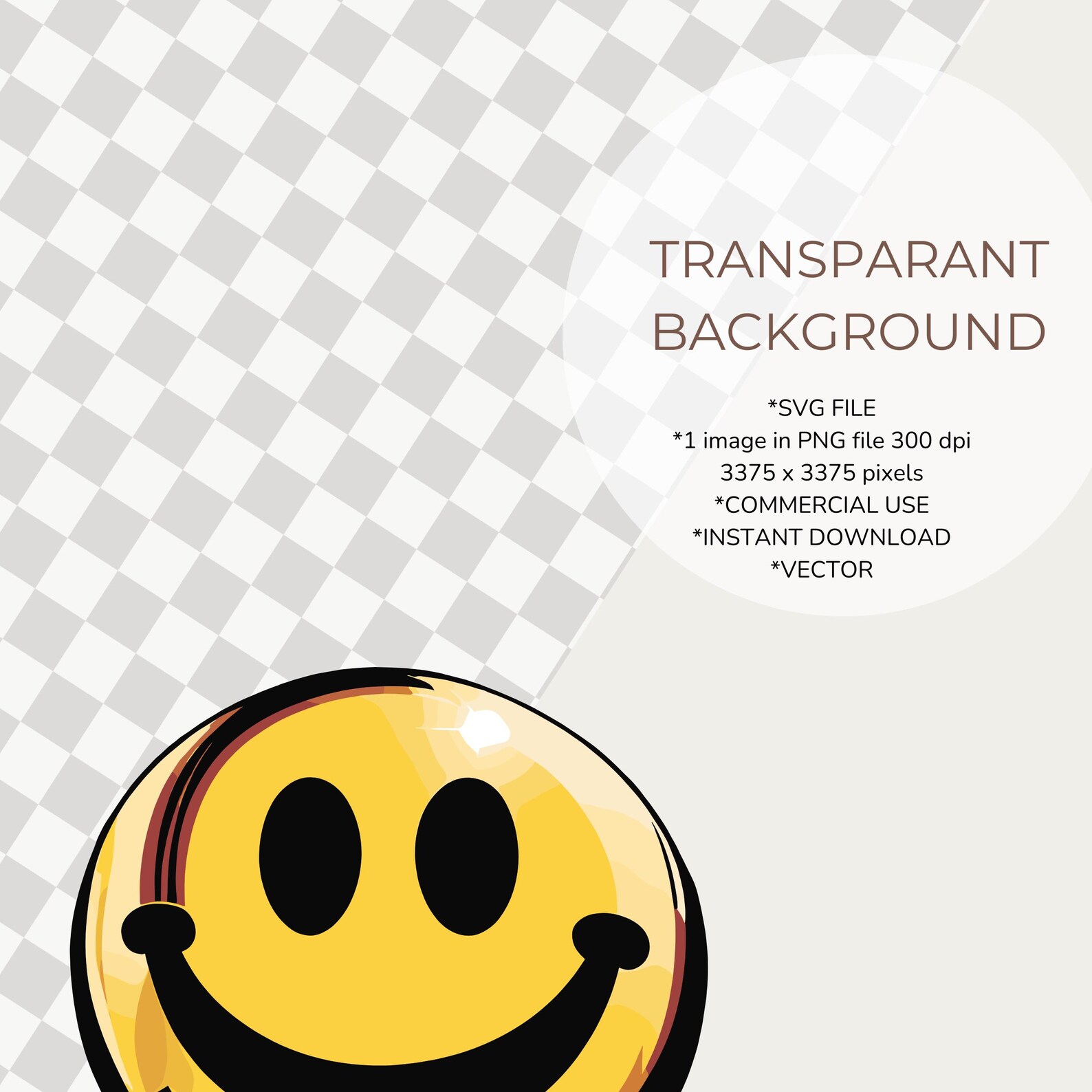Funky Smiley Face Clipart, Retro Invitation Image (SVG, PNG) - Etsy
