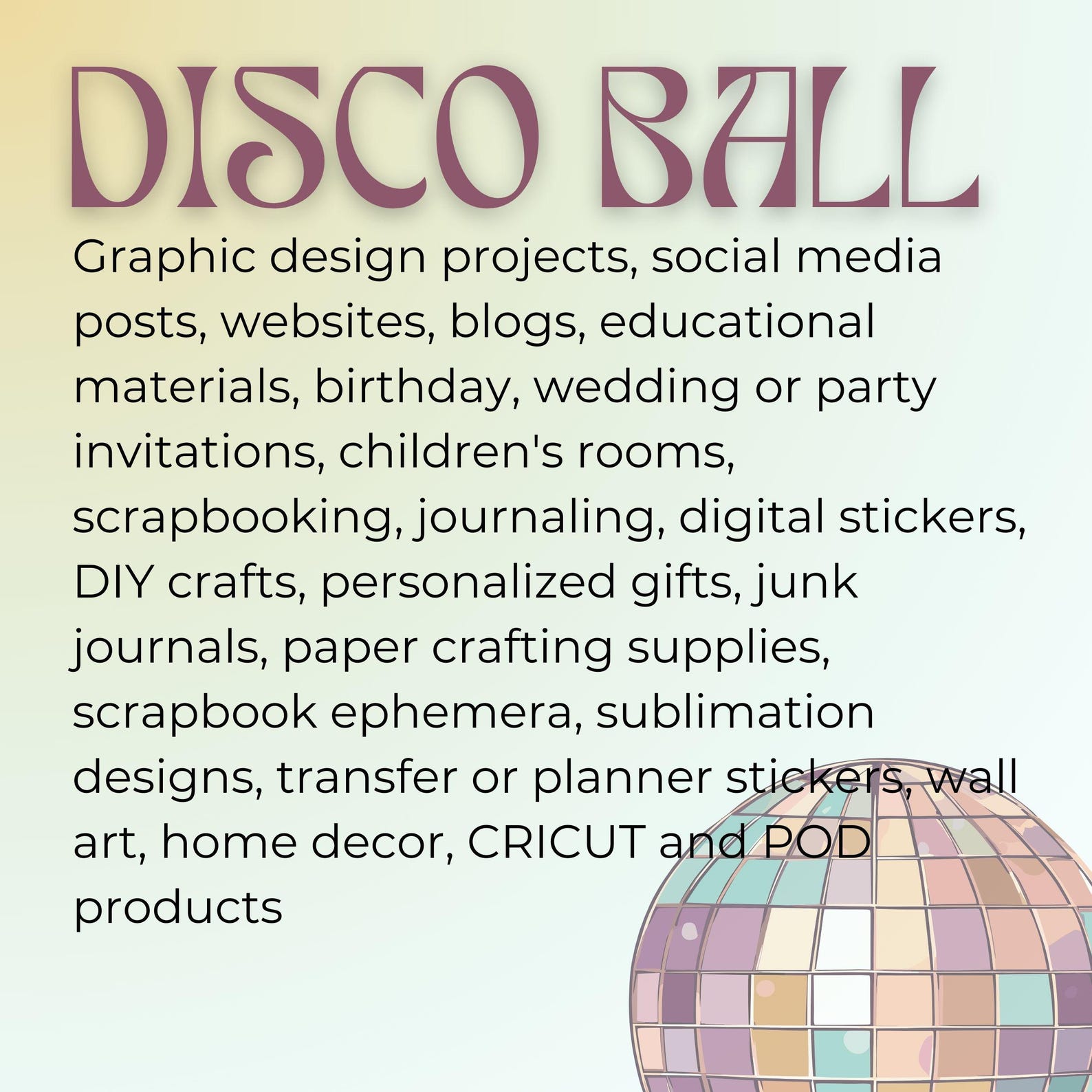 Disco Ball Clipart Image, Disco Ball SVG, Disco Ball Bundle, Commercial ...