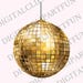 Disco Ball SVG, Watercolor Image, Clip Art PNG, Golden Mirrorball, New ...
