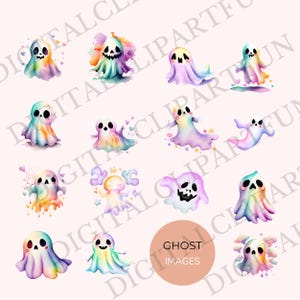 Pastel Halloween Clipart Bundle, Cute Witch, Spooky PNG (digital ...