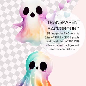 Pastel Halloween Ghost Clipart Bundle, Spooky Season PNG (digital ...
