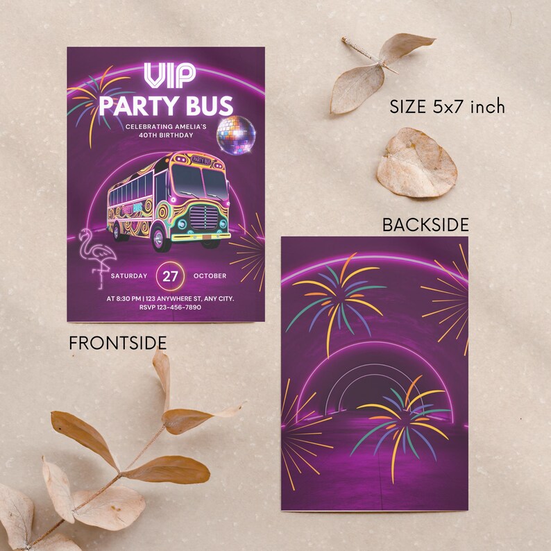 Party Bus Invitation, Birthday Invitation, VIP Party Bus Flyer ...