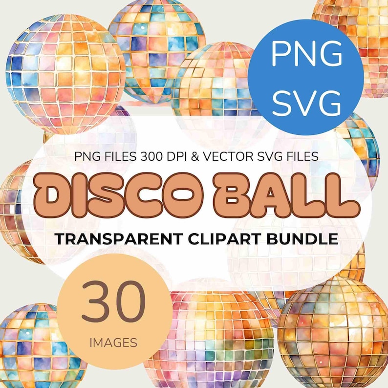 Disco Ball SVG, Disco Ball Clipart Image, Disco Ball Bundle, Cute ...