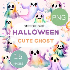 Pastel Halloween Ghost Clipart Bundle, Spooky Season PNG (digital ...