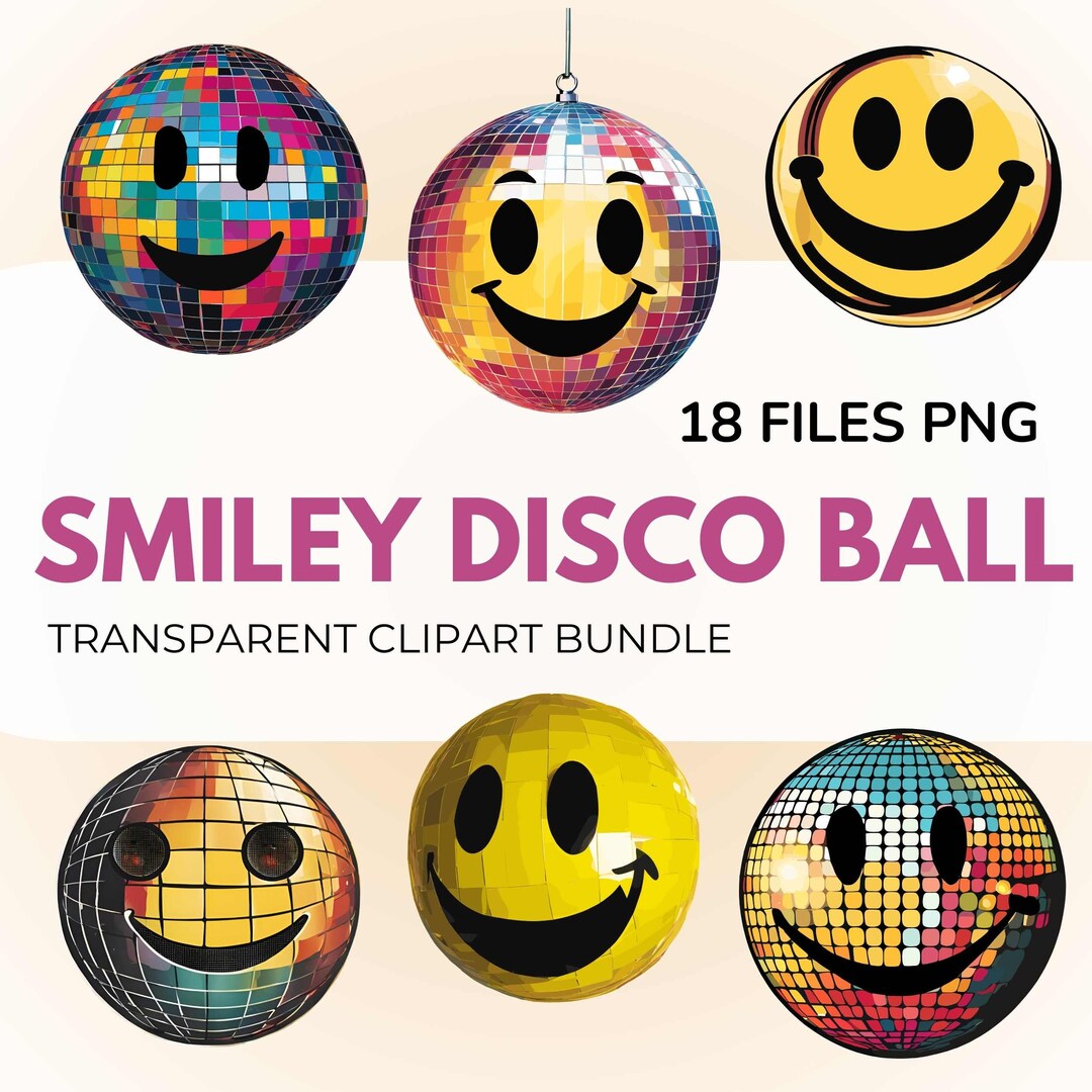 Disco Ball PNG, Smiley Face PNG, Smiley Image, Disco Ball Decor ...