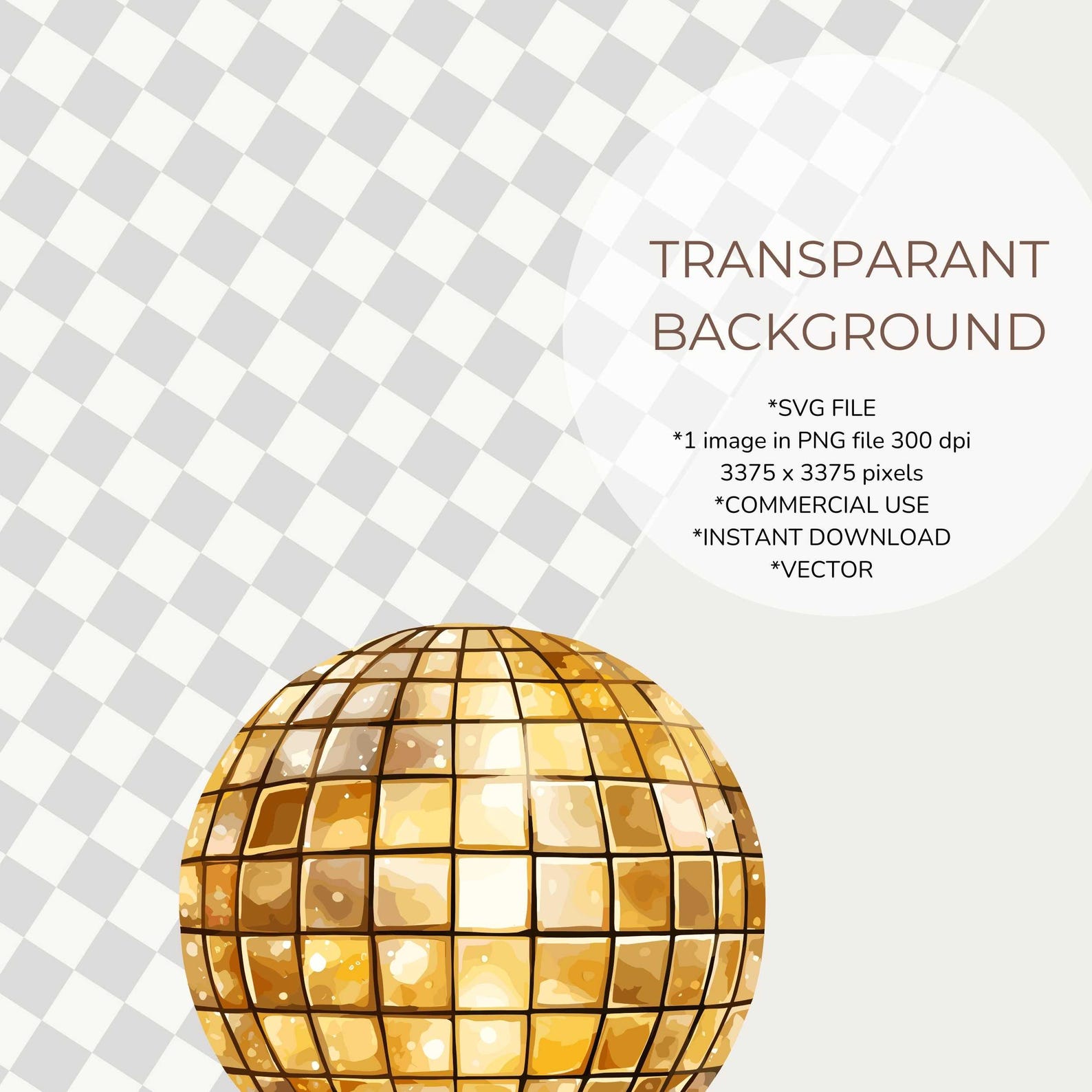 Disco Ball SVG, Watercolor Image, Cricut SVG, Golden Mirrorball, New ...