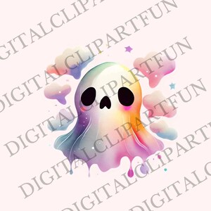 Pastel Halloween Ghost Clipart Bundle, Spooky Season PNG (digital ...