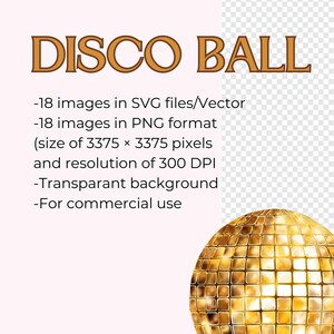 Disco Ball SVG, Watercolor Image, Clip Art PNG, Golden Mirrorball, New ...
