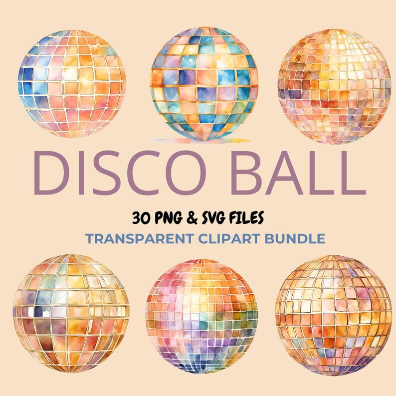 Disco Ball SVG, Disco Ball Clipart Image, Disco Ball Bundle, Cute ...