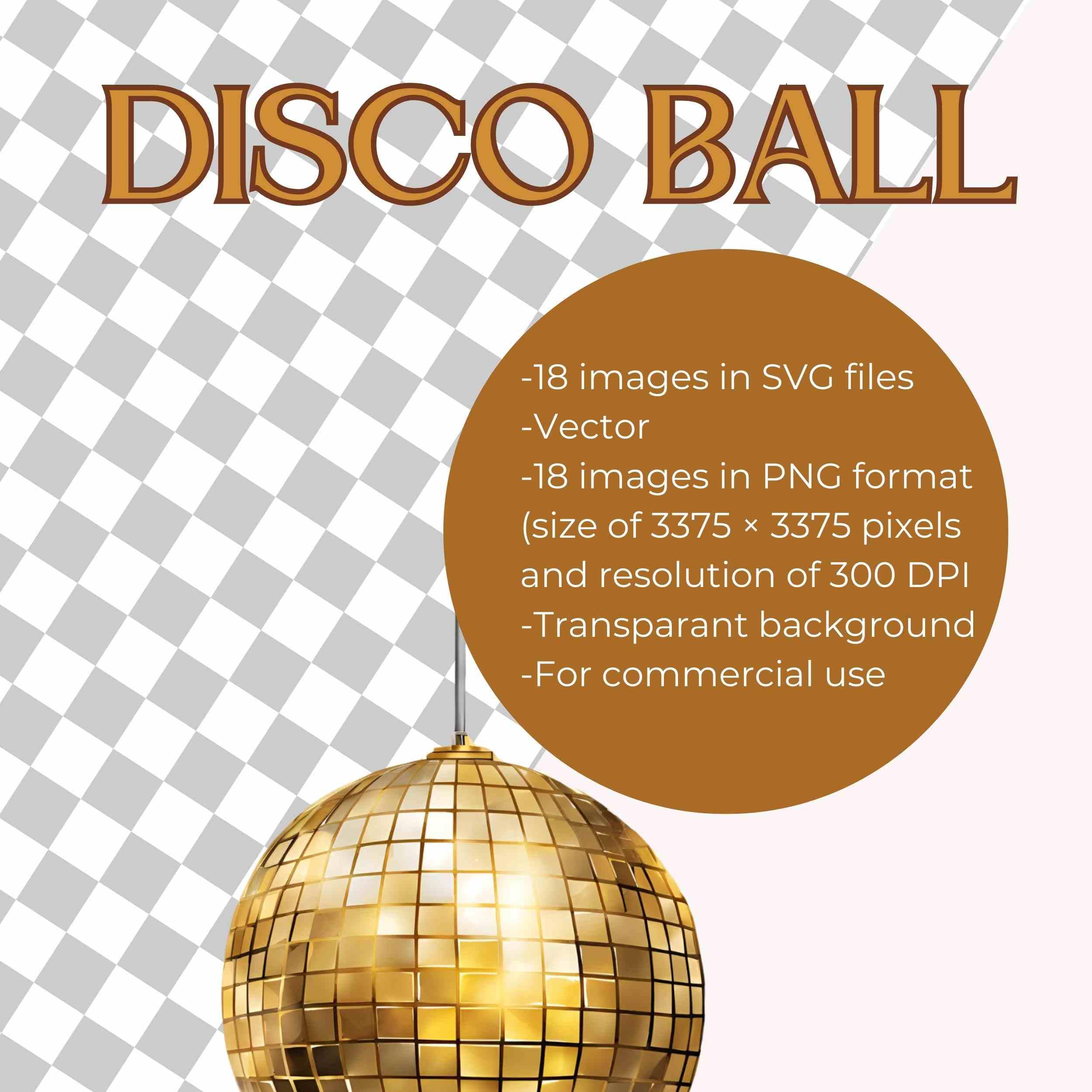 Disco Ball SVG, Watercolor Image, Clip Art PNG, Golden Mirrorball, New ...