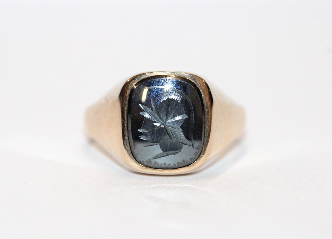 9ct Yellow Gold Hematite Centurion Ring - Etsy