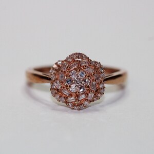9ct Rose Gold Diamond Flower Ring - Etsy