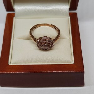 9ct Rose Gold Diamond Flower Ring - Etsy