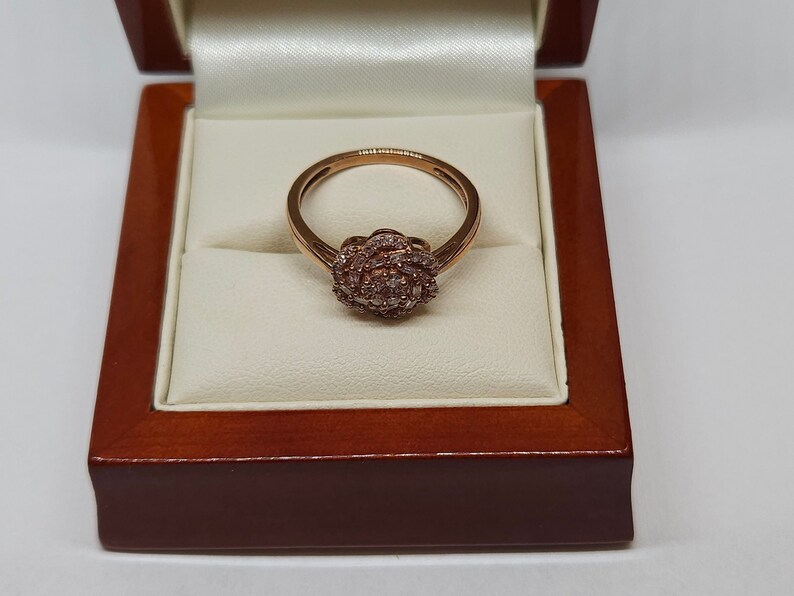 9ct Rose Gold Diamond Flower Ring - Etsy