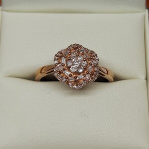9ct Rose Gold Diamond Flower Ring - Etsy
