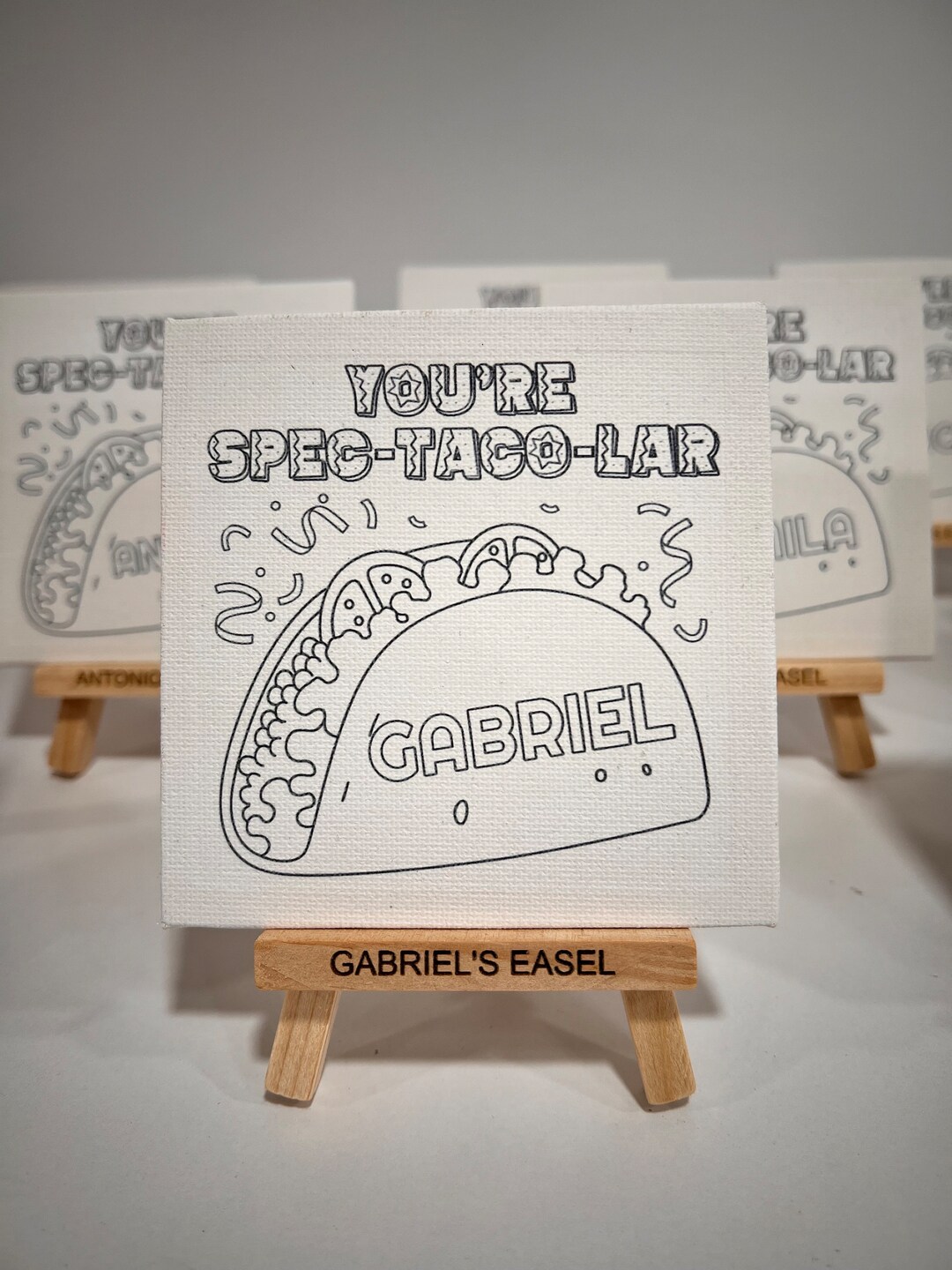 Mini Personalized Canvas Board and Easel (taco Themed) - Etsy