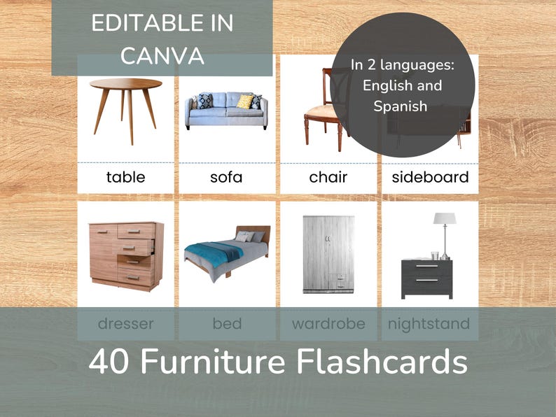 Furniture Flash Cards, Montessori Materials, Real Pictures, Homeschool ...