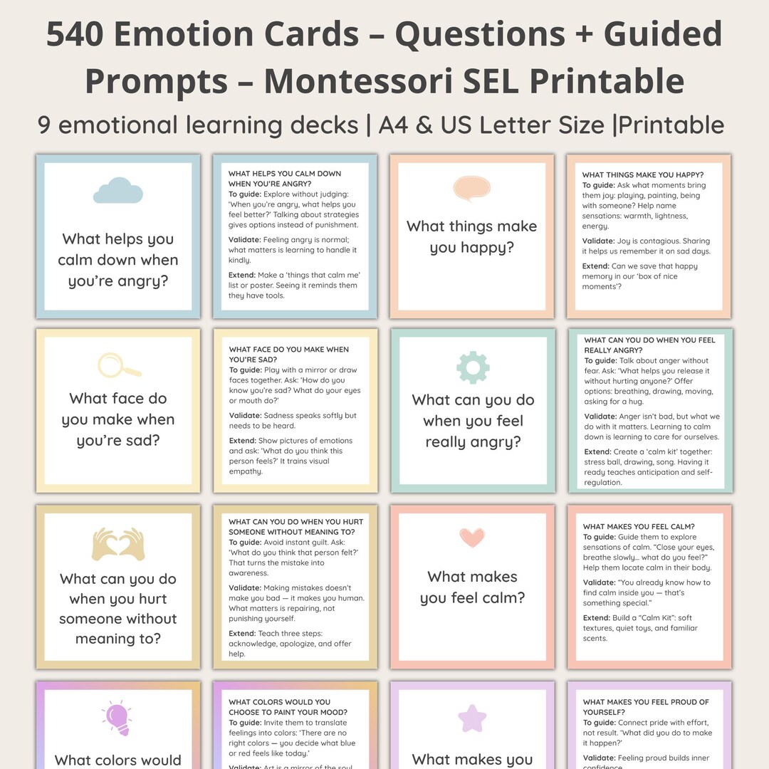 Emotion Cards Printable Toolkit for Parents, Calm Down and Emotional ...