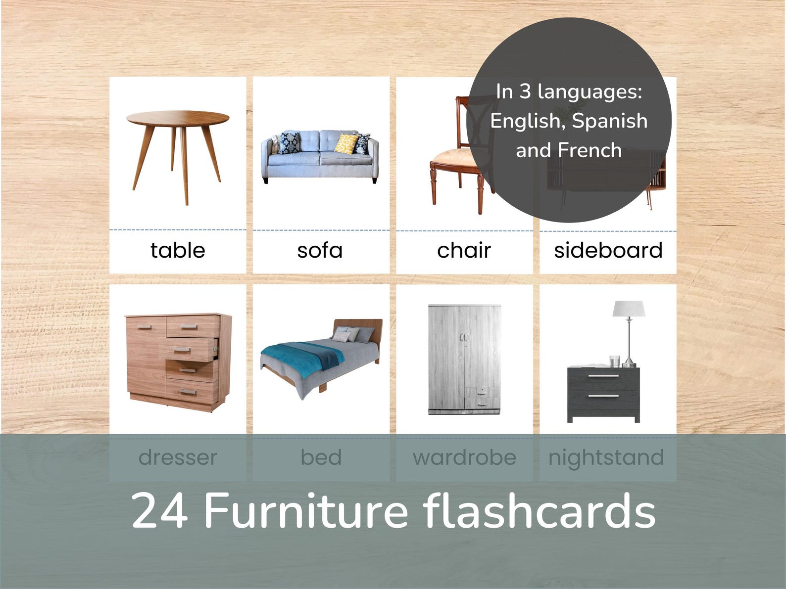 Furniture Flash Cards, Montessori Materials, Real Pictures, Homeschool ...
