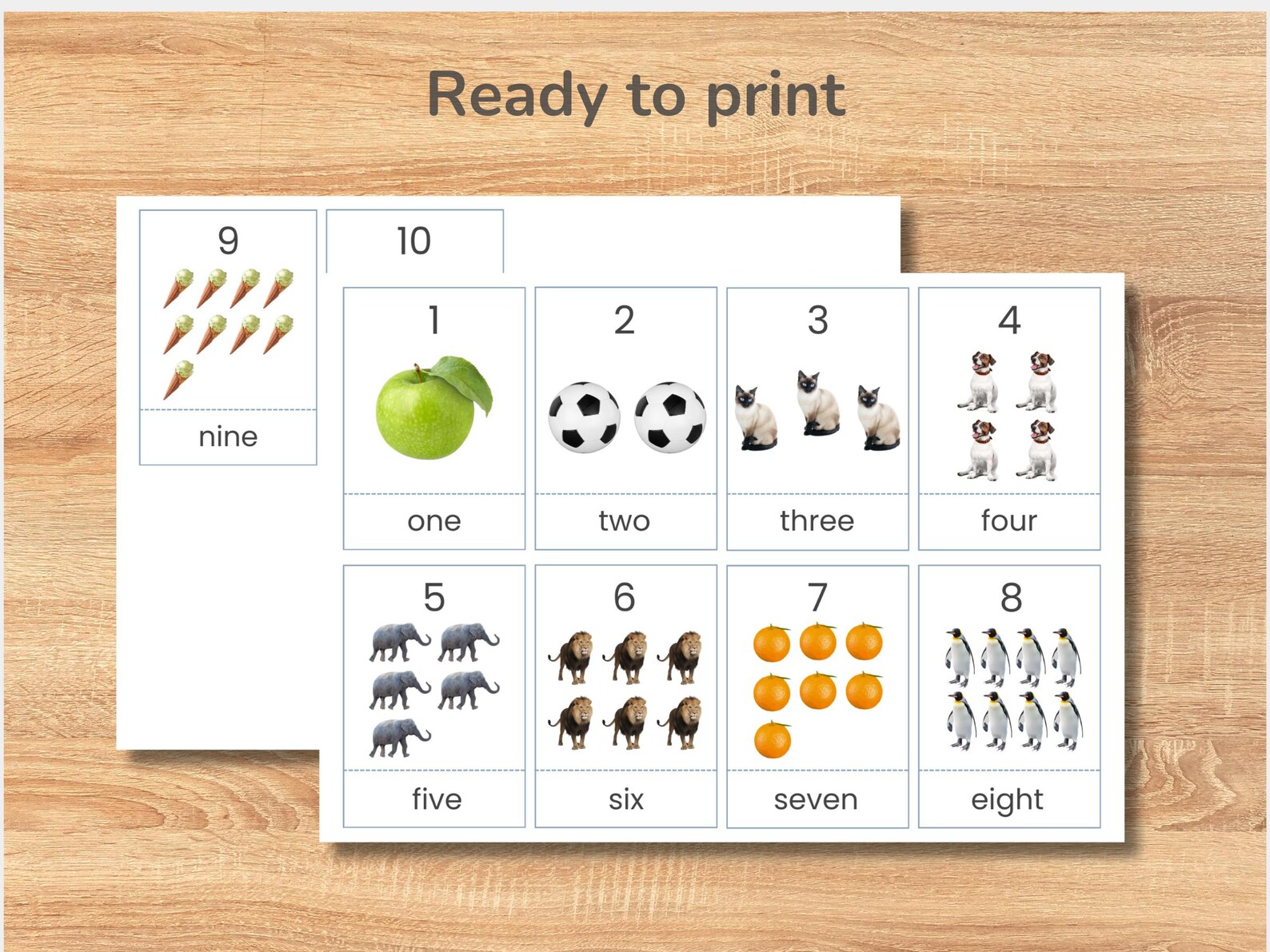 Numbers Flash Cards, Preschool Counting Flashcards, Count and Clip ...