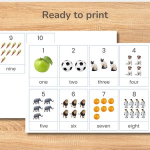 Numbers Flash Cards, Preschool Counting Flashcards, Count and Clip ...