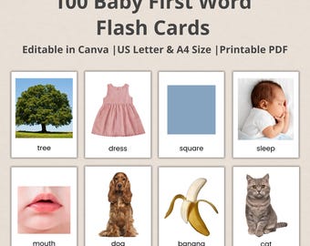 Baby First Words Flashcards, Educational Printable, Toddler First Word ...