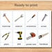 Tools Flash Cards, Montessori Flashcards, Real Pictures, Preschool ...