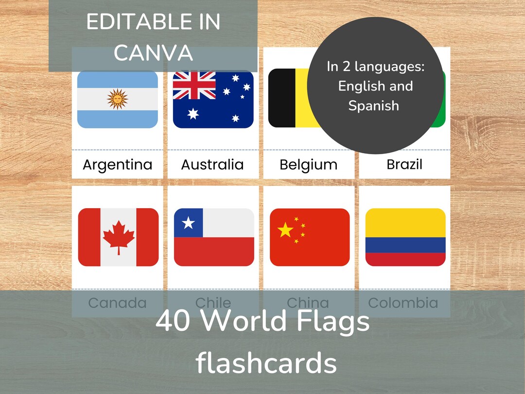 World Flags Flash Cards, Montessori Materials, Homeschool Printables in ...