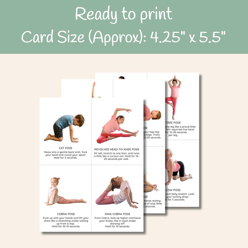 Kids Yoga Flash Cards, Montessori Materials, Real Pictures, Preschool ...