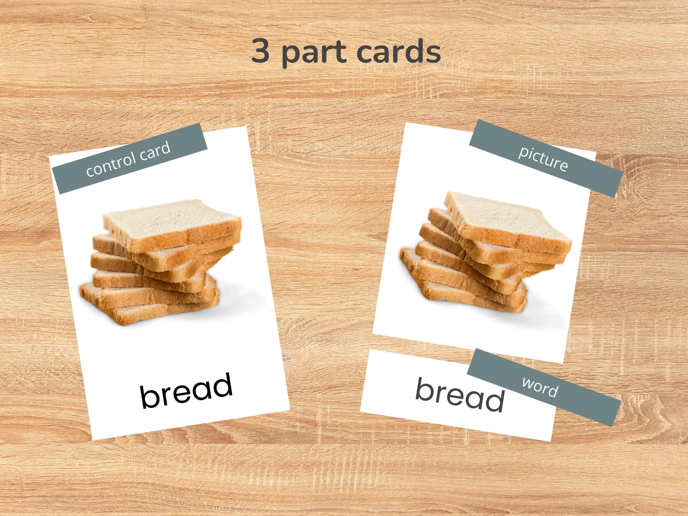 Everyday Food Flash Cards, Montessori Materials, Real Pictures ...