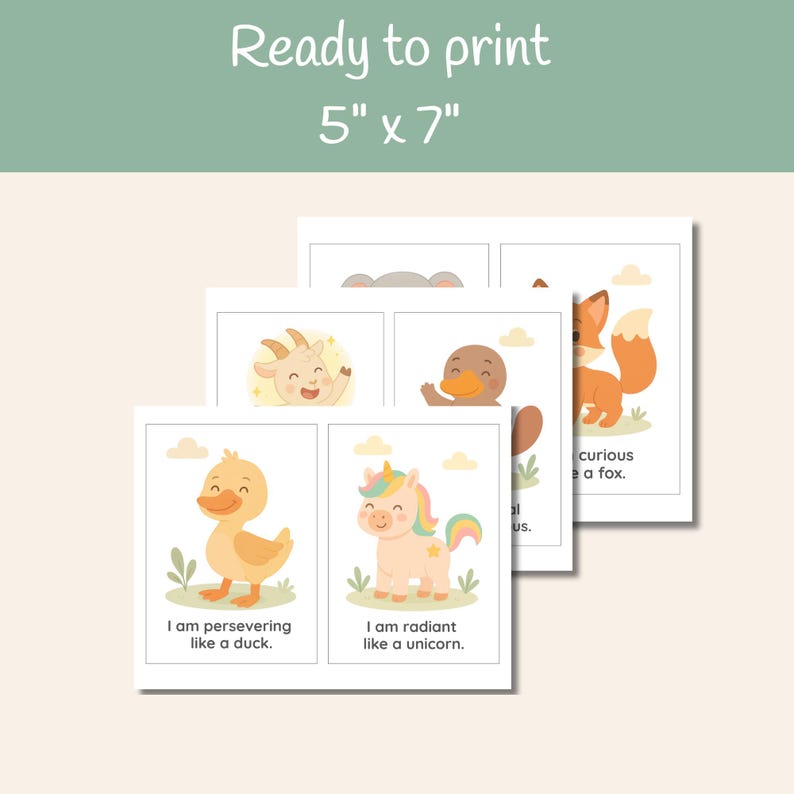 38 Animal Affirmation Cards for Kids Printable, Positive Affirmation ...