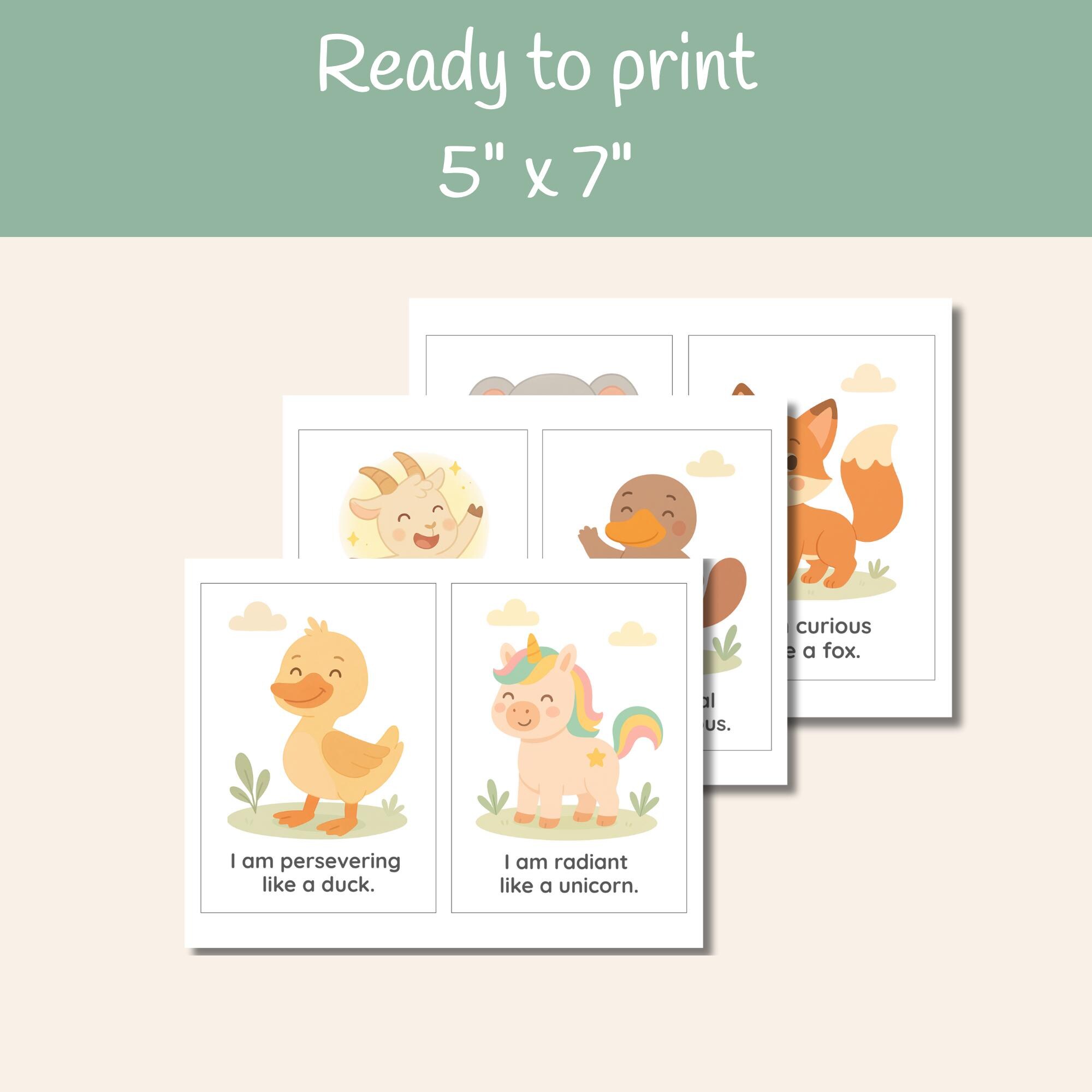 38 Animal Affirmation Cards for Kids Printable, Positive Affirmation ...