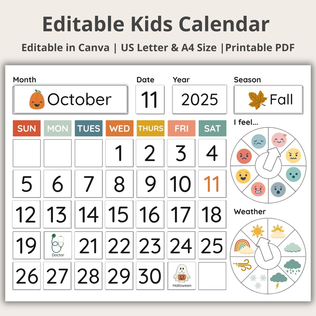 Perpetual Calendar Circle Time, Wall Calendar, Kids Calendar, Classroom ...