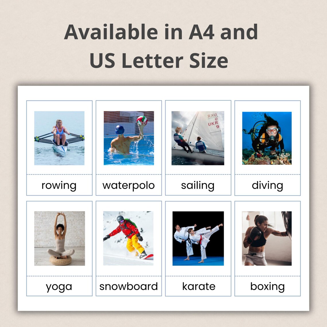 Sports Flash Cards, Montessori Materials, Real Pictures, Homeschool ...