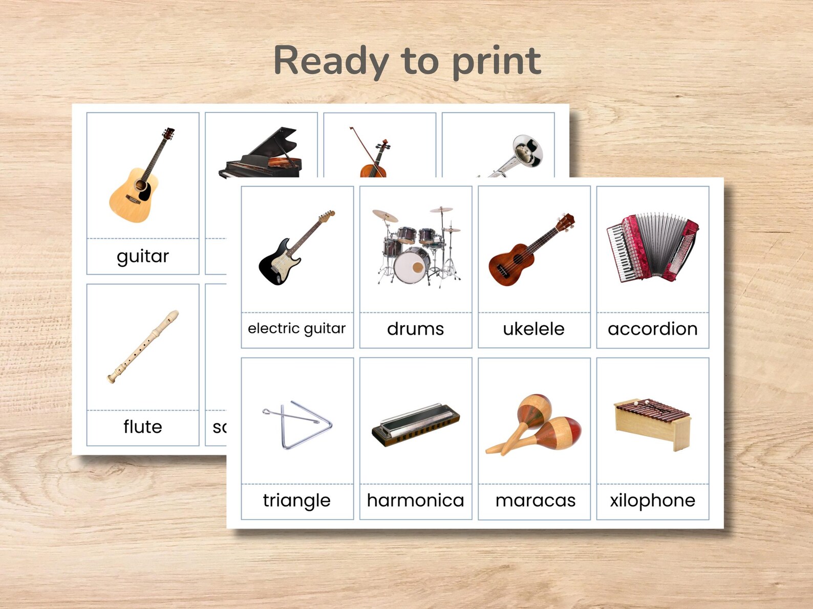 Musical Instruments Flash Cards, Real Pictures, Homeschool Printables ...