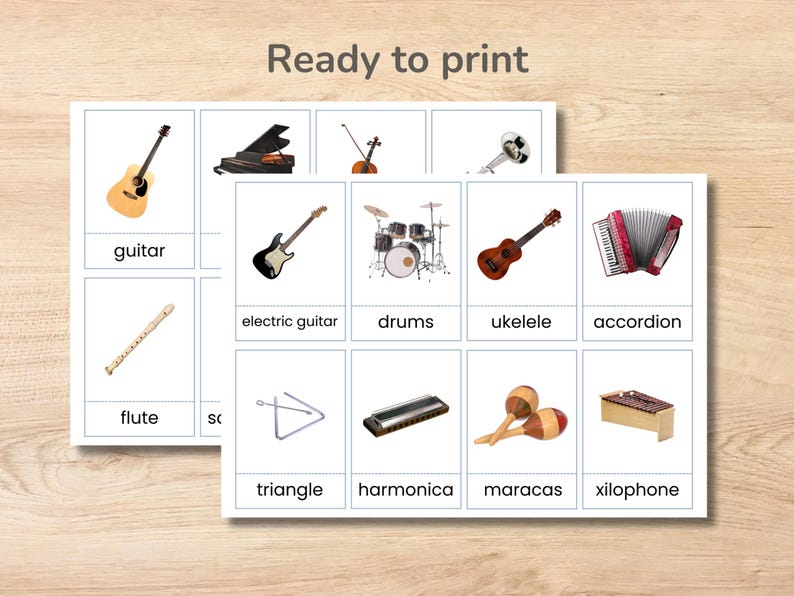 Musical Instruments Flash Cards, Real Pictures, Homeschool Printables ...