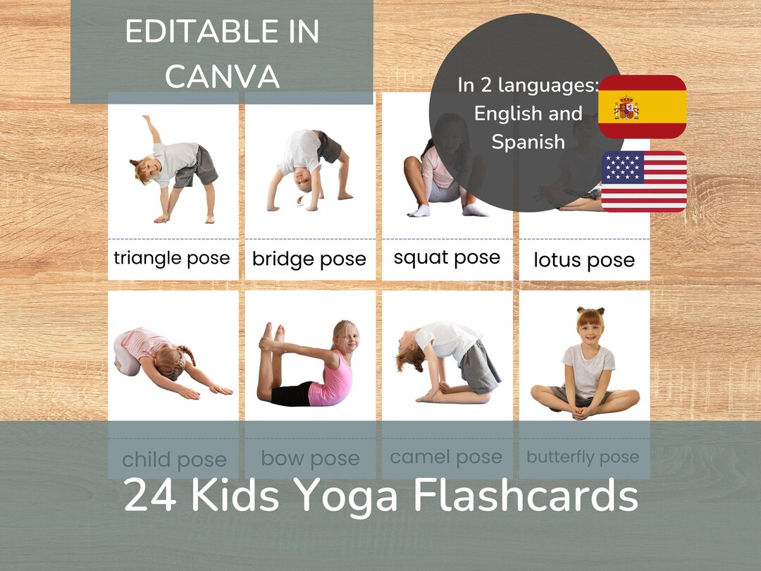 Kids Yoga Flash Cards, Montessori Materials, Real Pictures, Preschool ...