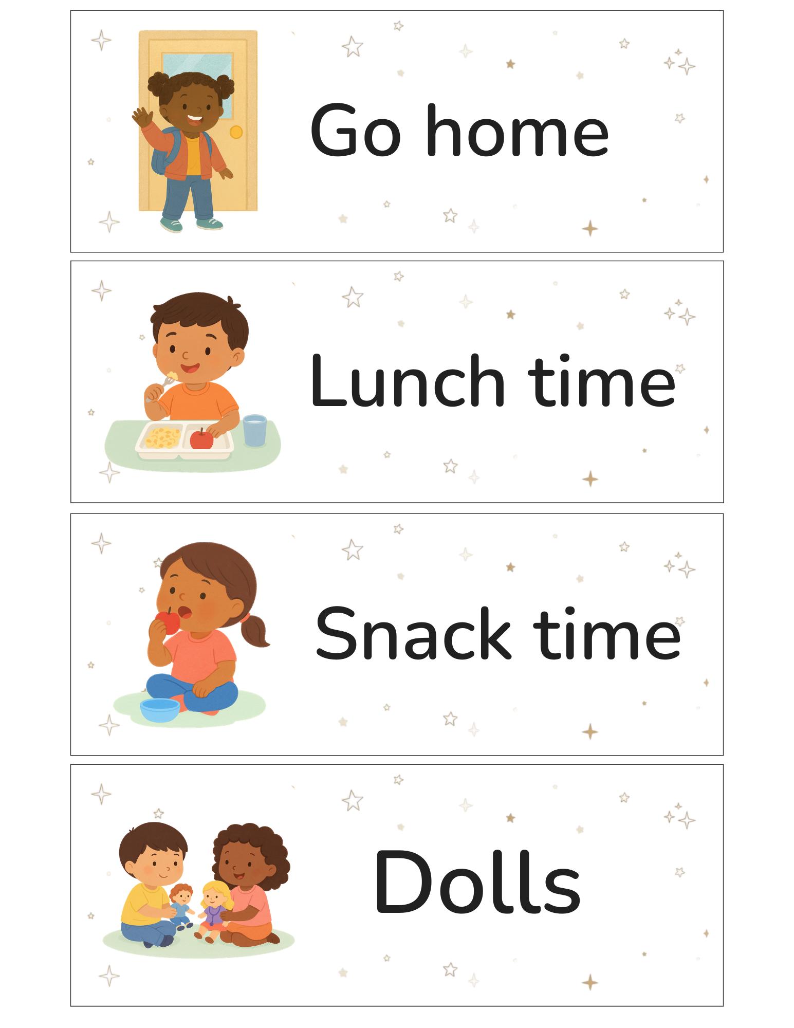 Printable Daily Schedule Cards for Daycares, Preschools & Childcare ...