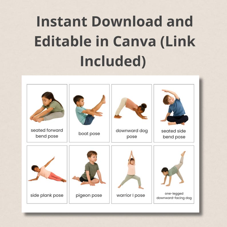Kids Yoga Flashcards: Montessori Poses, Printable Activity (PDF ...