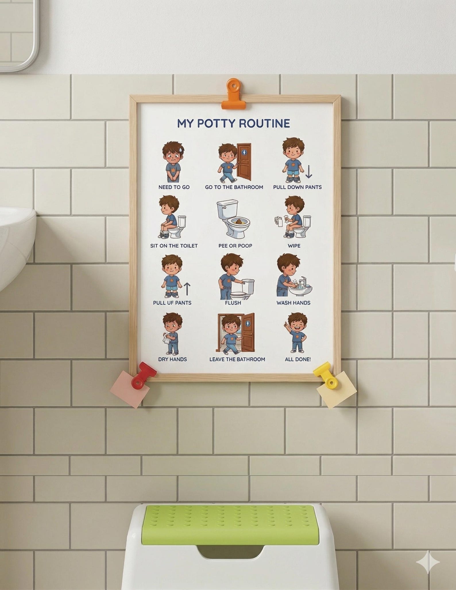 Potty Routine Chart for Kids – Visual Schedule | Toilet Training Poster ...