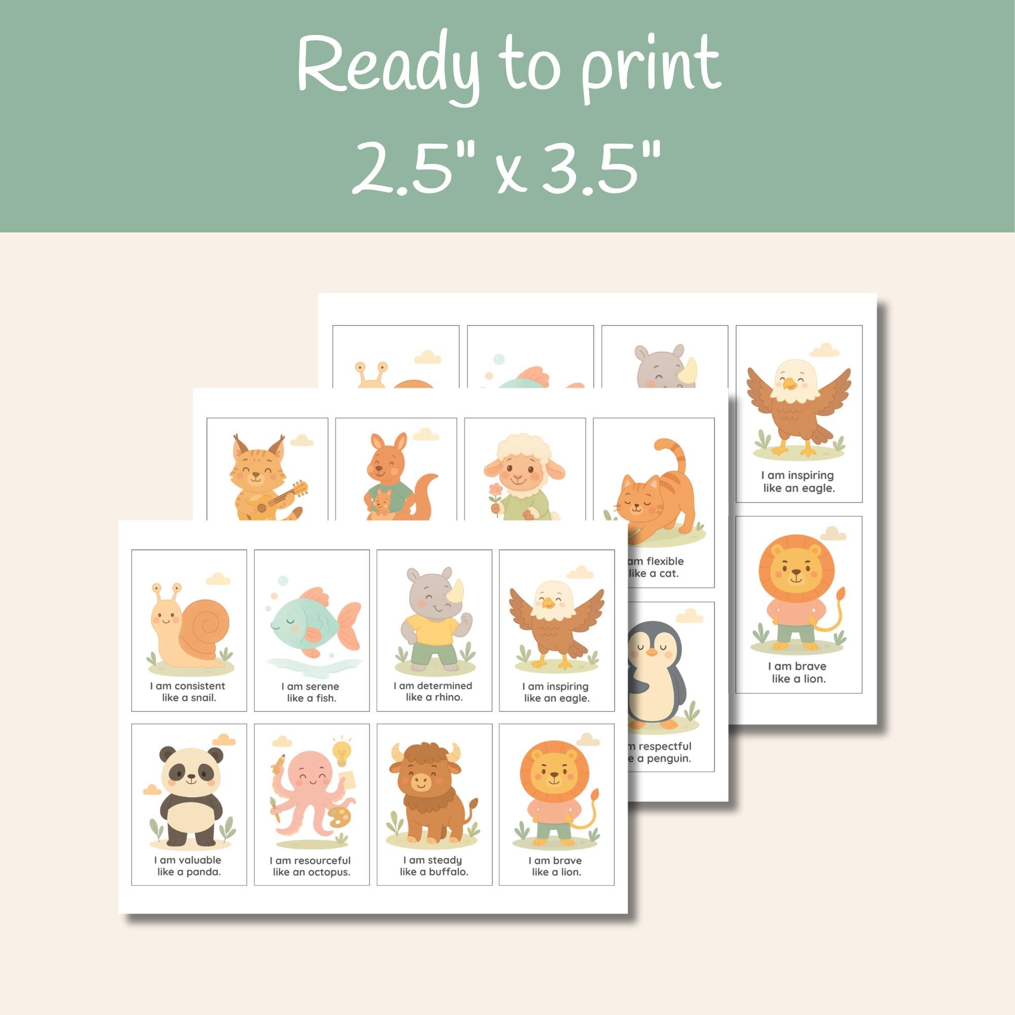38 Animal Affirmation Cards for Kids Printable, Positive Affirmation ...