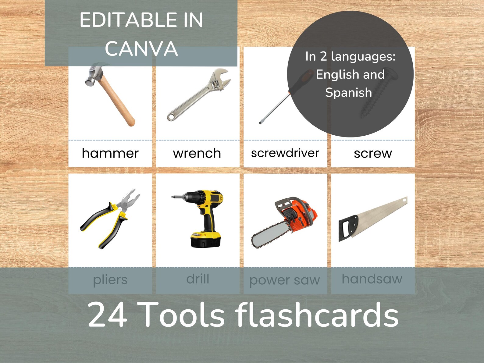 Tools Flash Cards, Montessori Flashcards, Real Pictures, Preschool ...