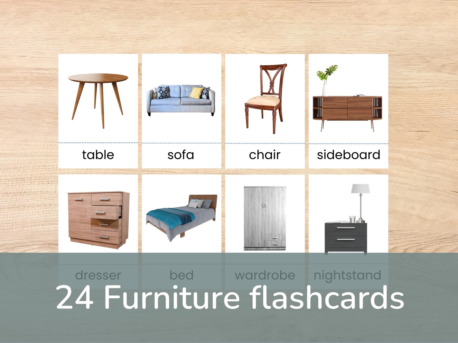 Furniture Flash Cards, Real Pictures, Homeschool Printables in English ...
