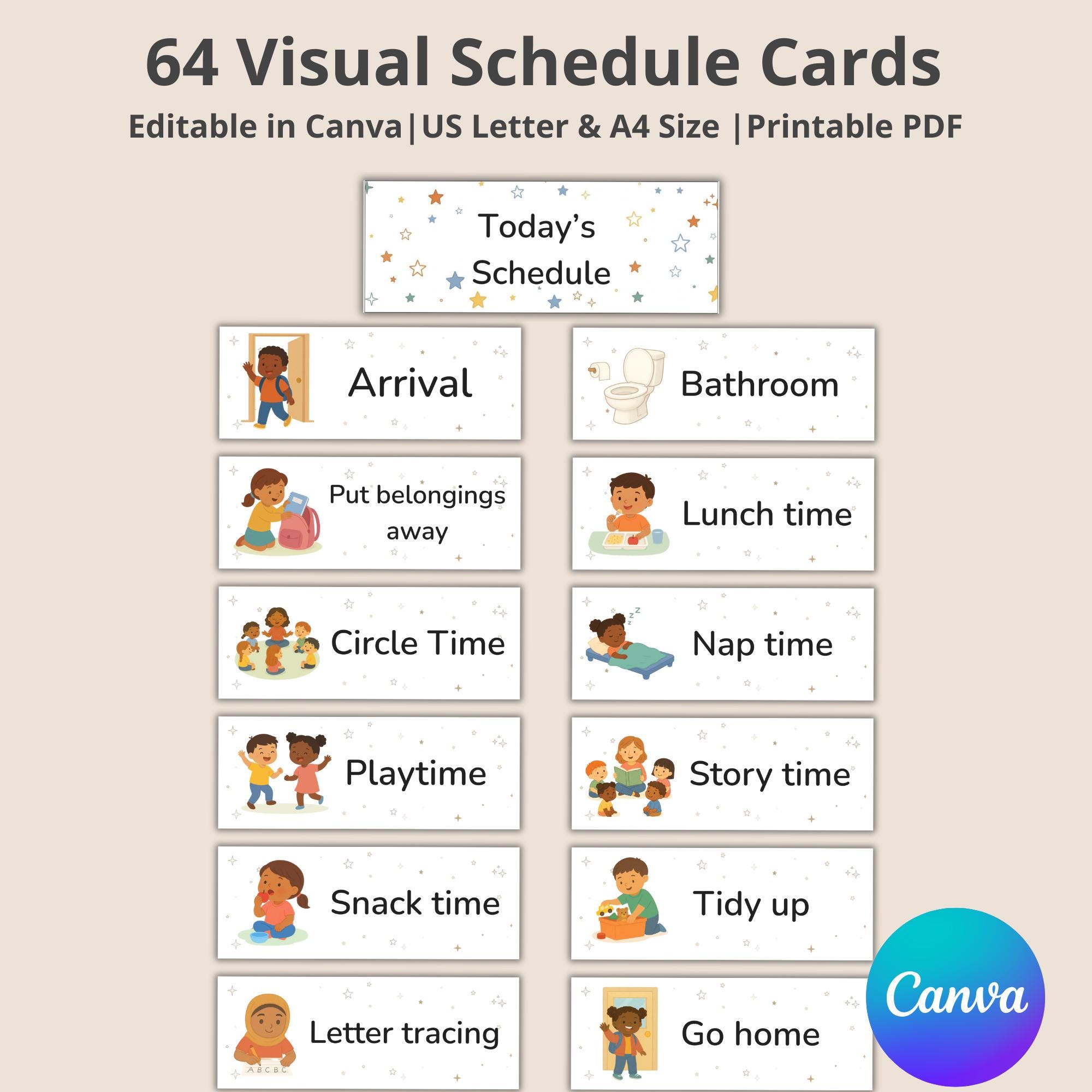 Printable Daily Schedule Cards for Daycares, Preschools & Childcare ...