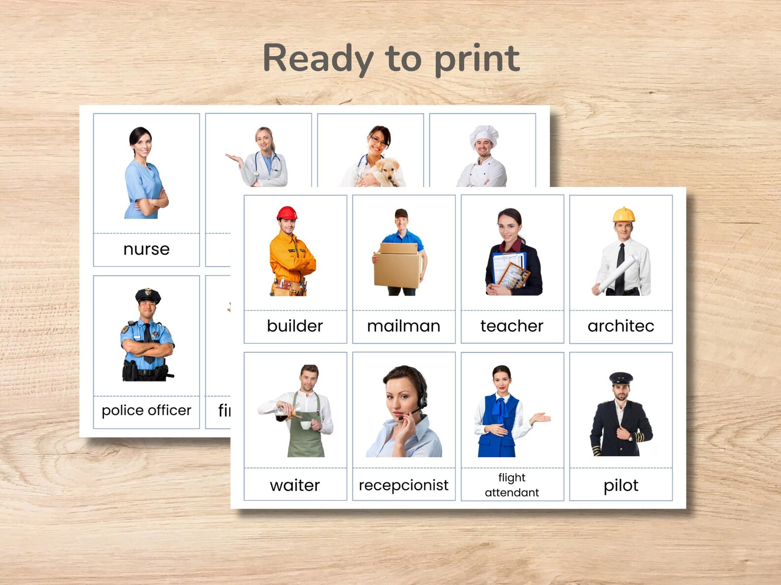 Professions Flash Cards, Real Pictures, Homeschool Printables in ...